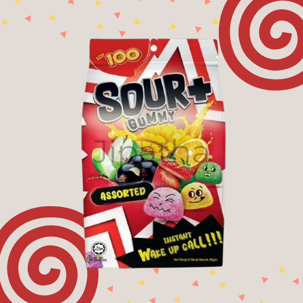 Lot 100 Sour+ Assorted Flavoured Gummy Candy รวมหลายรส น้ำหนัก 270 กรัม ...