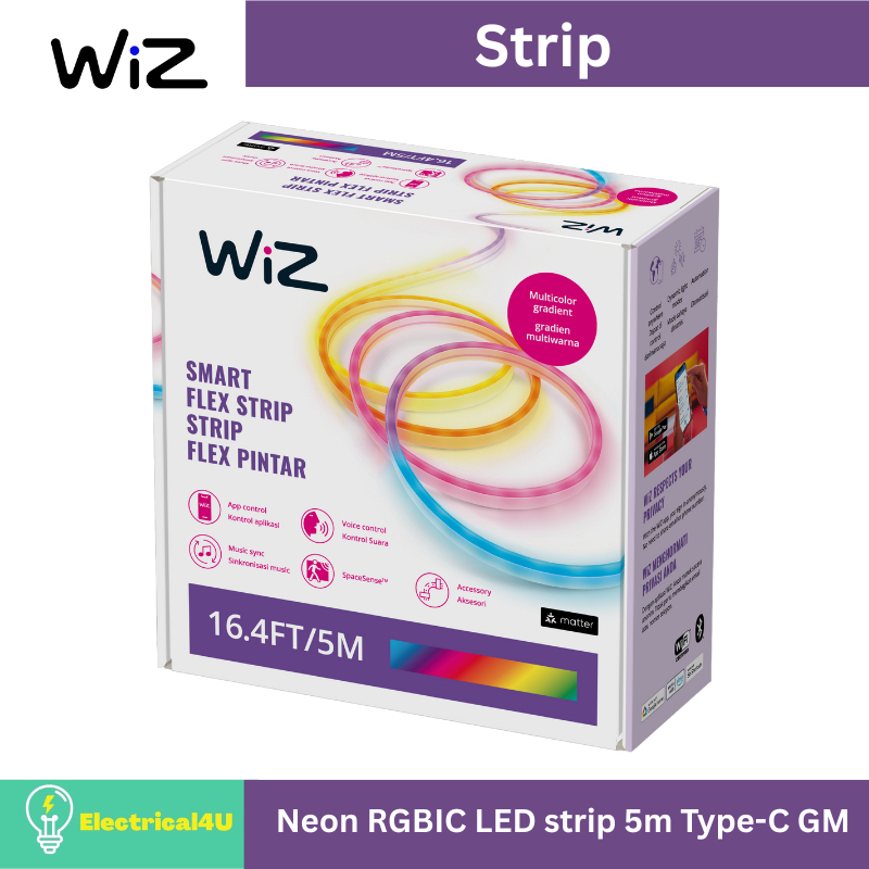 WiZ Neon RGBIC LED Strip 5m ไฟเส้นอัจฉริยะ เปลี่ยนสีได้ ขนาด 5 เมตร ...