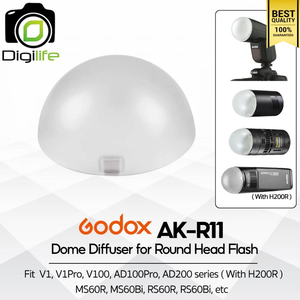 Godox AK-R11 Dome Diffuser for Round Head Flash V1, V1Pro, V100, AD100Pro, AD200 series (with ...