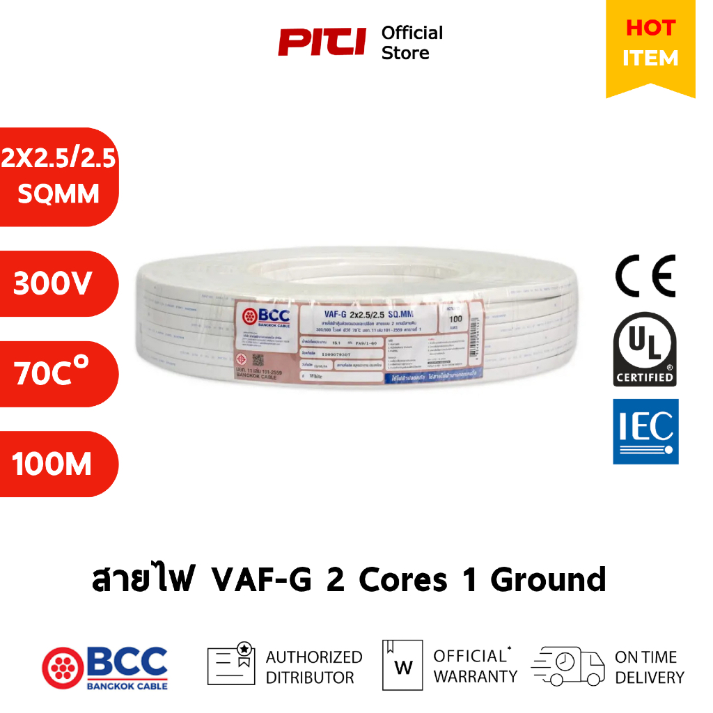 BCC สายไฟ VAF-G 2x2.5/2.5 SQMM 300/500V 100M Bangkok Cable | Shopee Thailand