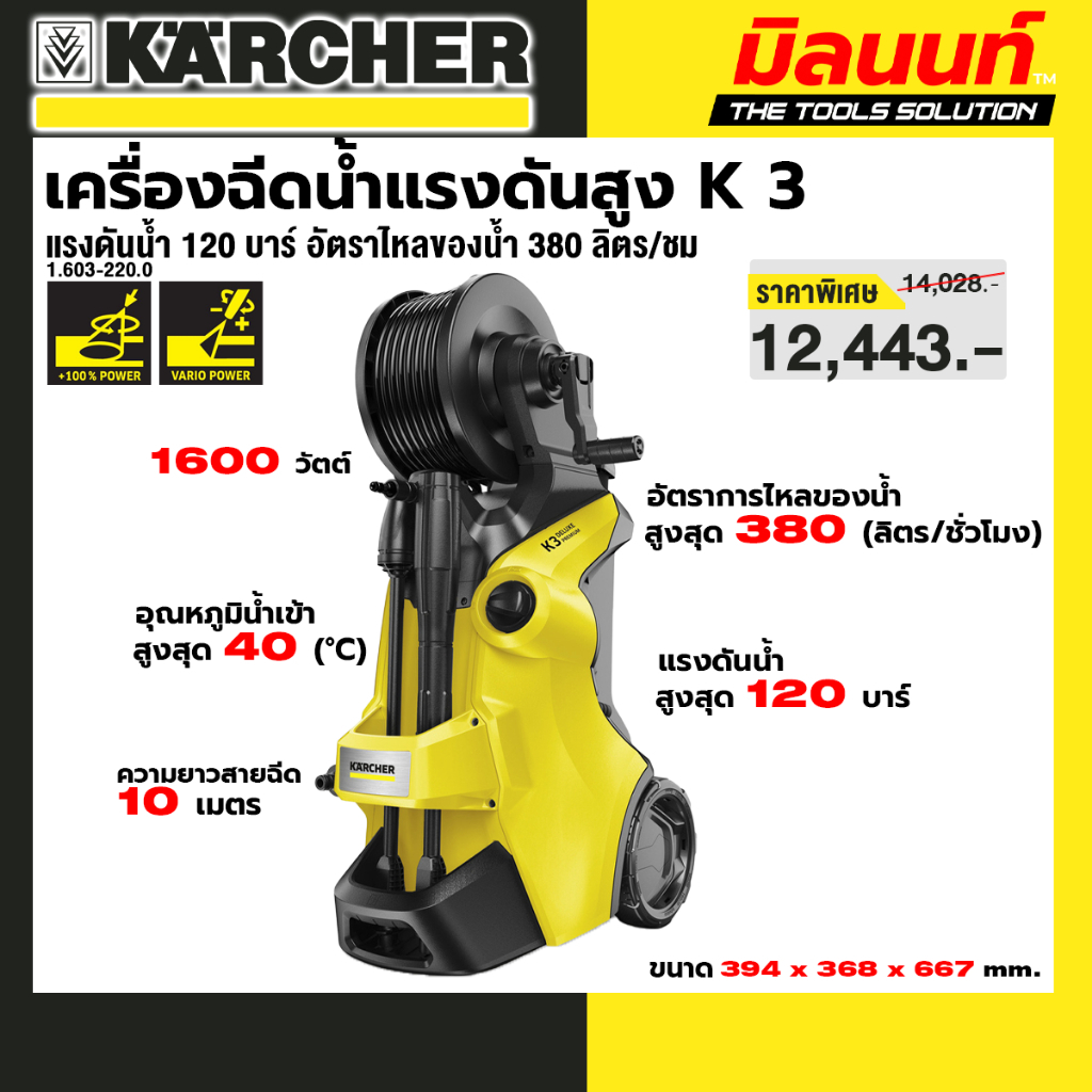 KARCHER รุ่น 1.603-220.0 เครื่องฉีดน้ำแรงดันสูง K 3 Deluxe Premium ...