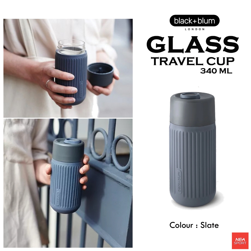 BLACK + BLUM GLASS TRAVEL CUP - 340 ML ขวดน้ำพกพา คุณภาพสูง | Shopee ...