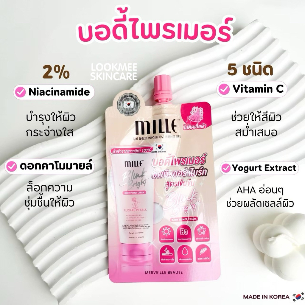 (15g.) มิลเล่ Mille Blink Bright Body Primer Cream ไพรเมอร์ทาผิวขาว ...