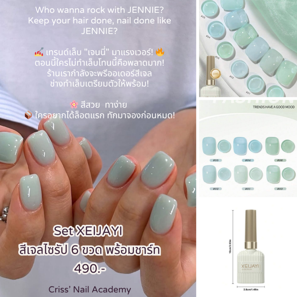 พรีออเดอร์ Set สี XEIJAYI มิ้นท์ไซรัป (1set 6 ขวด พร้อมชาร์ท) | Shopee ...