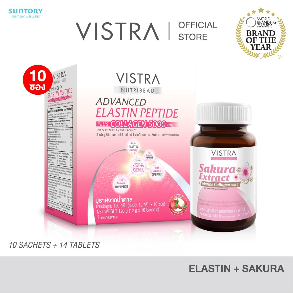 [เซ็ทผิว 1ฟรี1] ซื้อVISTRA NUTRIBEAU ADVANCED ELASTIN PEPTIDE PLUS ...