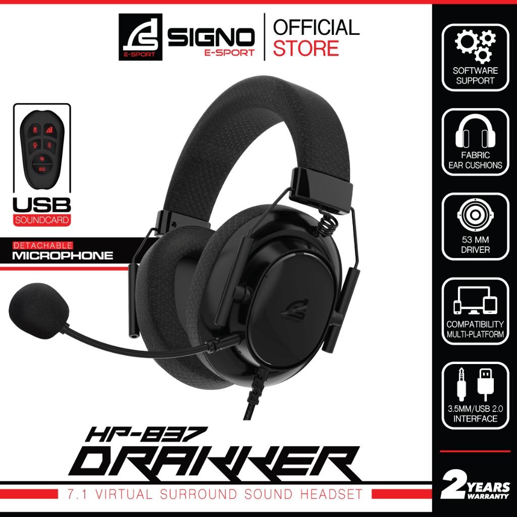 SIGNO HP-837 หูฟังเกมมิ่ง Gaming Headset ระบบเสียง 7.1 Surround มีซาวน์ ...