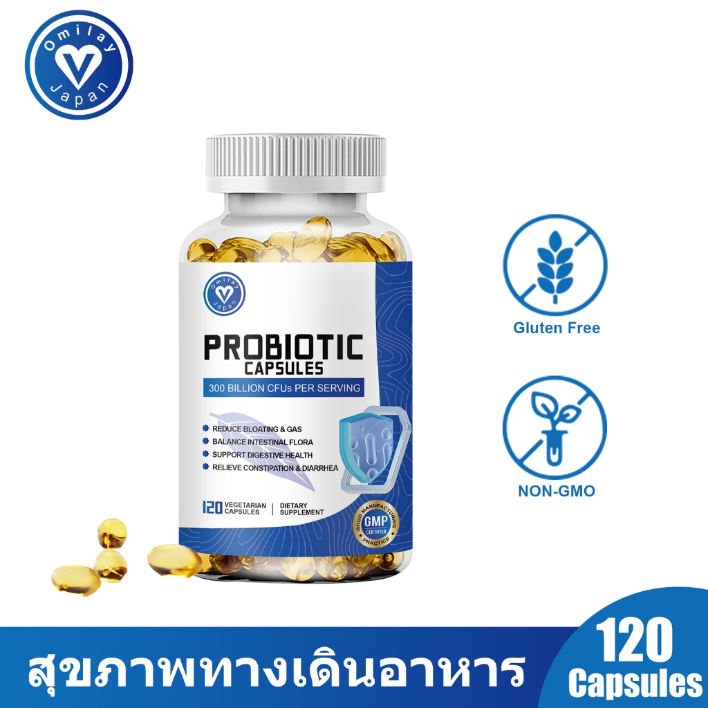 Omilay Probiotic Capsule พรีไบโอติก โปรไบโอติก แคปซูล Probiotics for Women and Men ปรับสมดุล ...