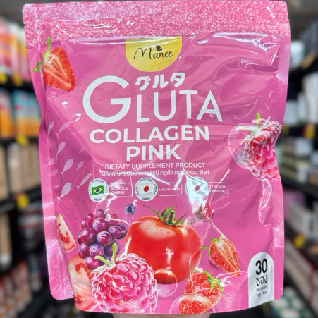 มณี กลูต้า คอลลาเจน Manee Gluta Collagen Pink 100,00MG. 1 ห่อมี 30 ซอง ...