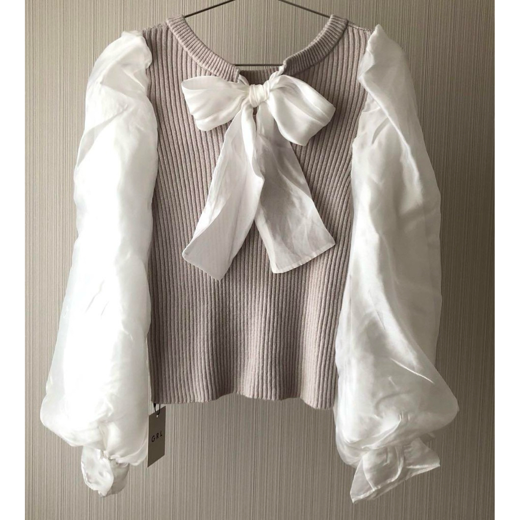 ส่งต่อเสื้อไหมพรม แขนพอง สีครีม งานญี่ปุ่นแบรนด์ GRL size S เหมาะสำหรับสาว ไซส์ S M | Shopee ...
