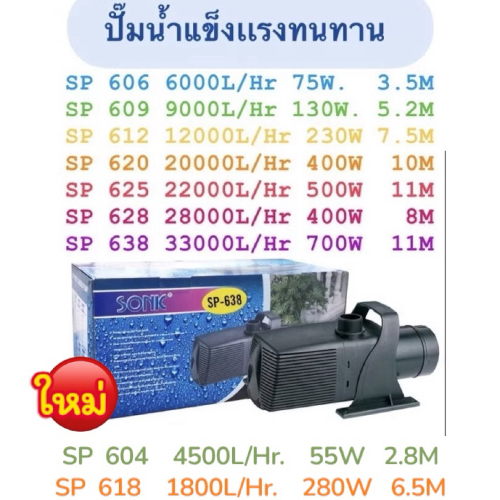 ปั้มน้ำ Sonic sp 604/606 /sp 609 /sp 612/sp 618/sp 620 /sp 625/sp 628 ...