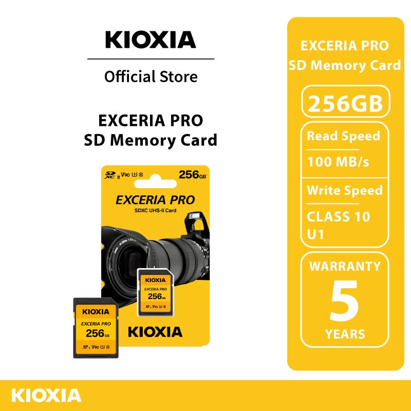 KIOXIA EXCERIA PRO SD Memory Card CL10 U3 V90 ความจุ 256GB ความอ่าน 270/เขียนสูงสุด 260 เมมโมรี่ ...