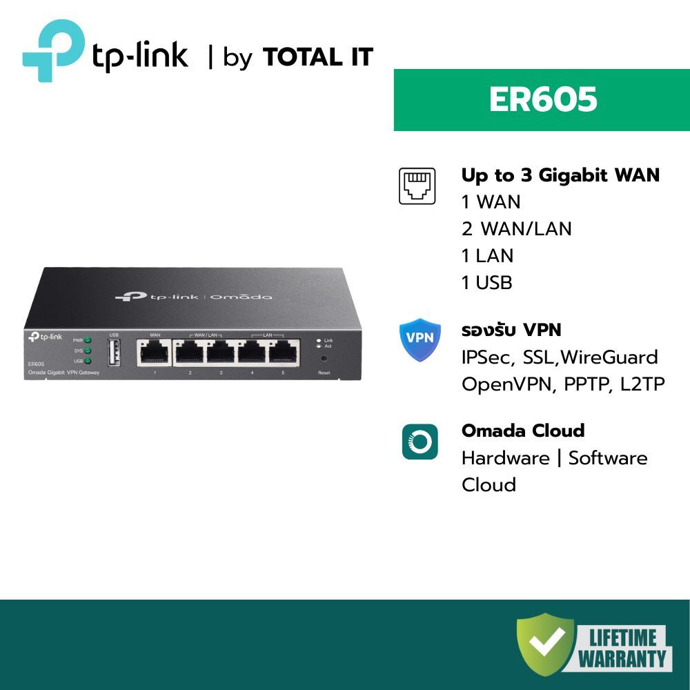 (พร้อมส่ง) TP-Link ER605 Omada VPN Router Multi-WAN Gigabit Load ...