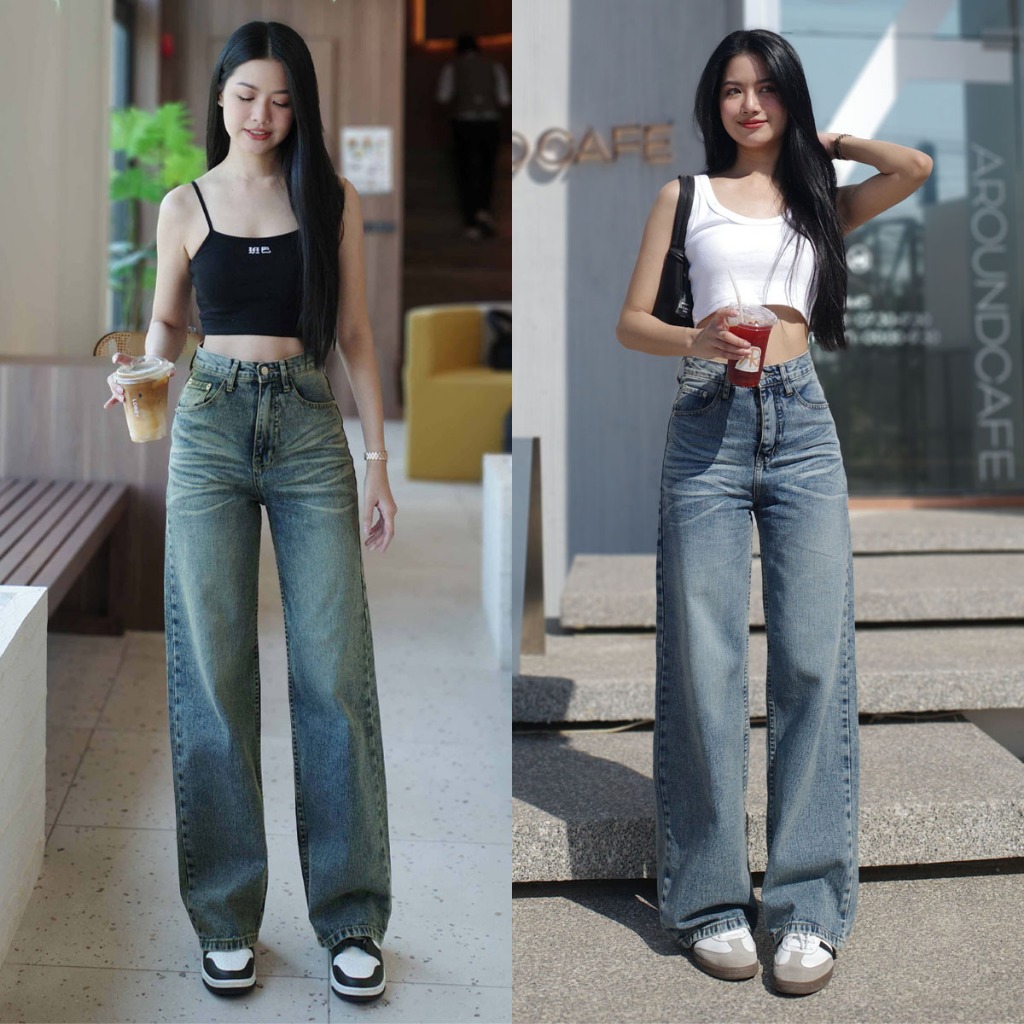 กางเกงยีนส์ขากระบอก รุ่น Tipsy Jeans | Shopee Thailand