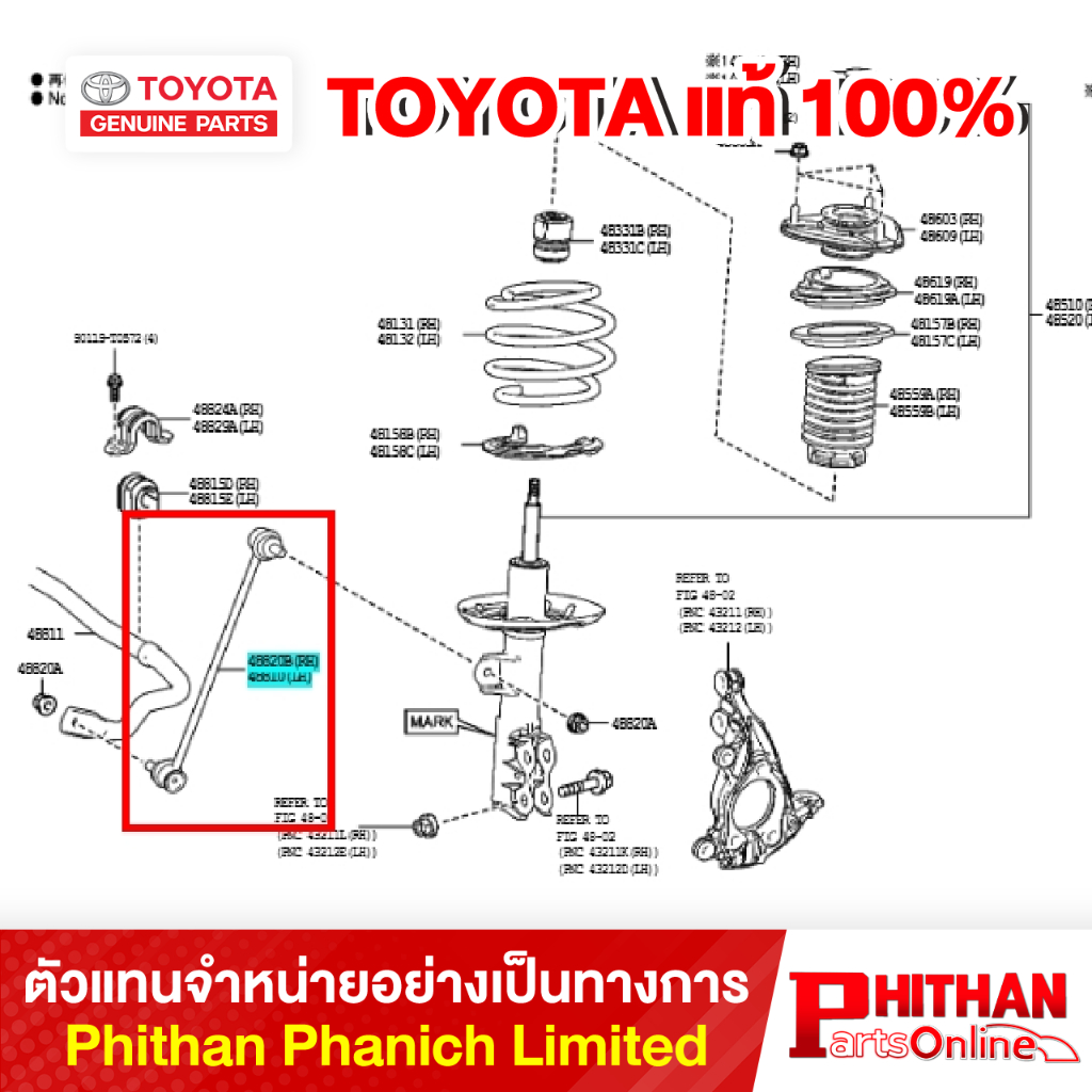 ลูกหมากกันโคลงหน้า โตโยต้า LINK ASSY FR STABIL TOYOTA 48820-F4010 48-03 ...