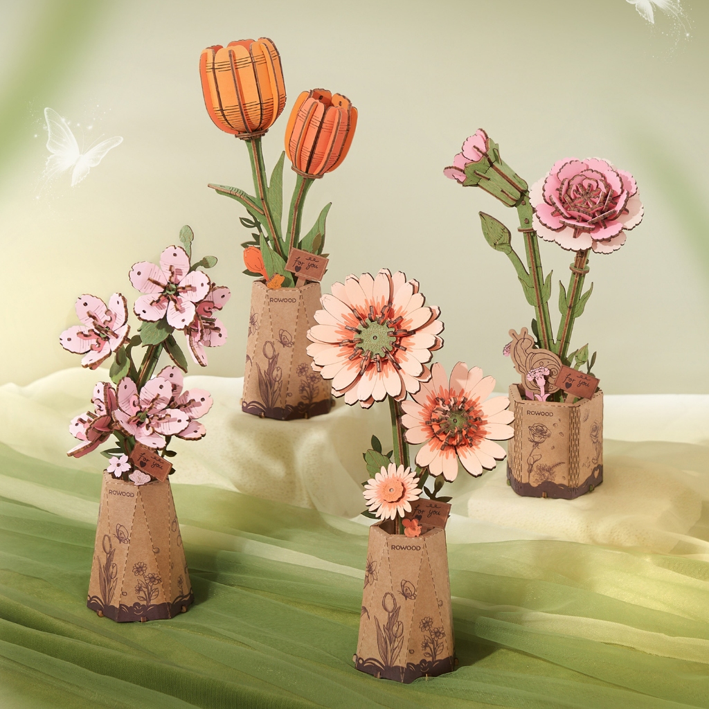 Rolife Rowood DIY Wooden Flower ดอกไม้ DIY ประกอบง่าย | ตัวต่อไม้ ...