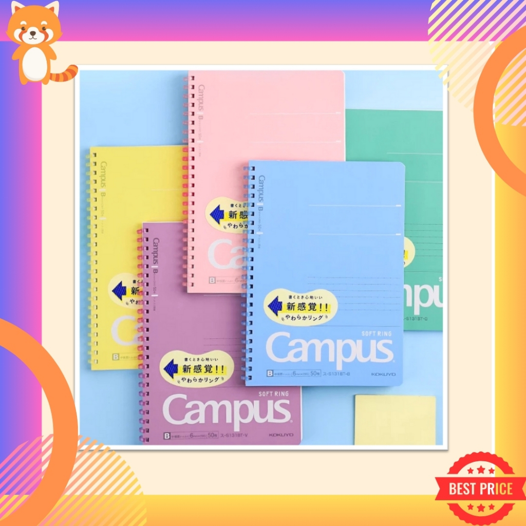 Kokuyo Campus Soft Ring สมุดสันนิ่ม สมุดโน้ตสันห่วง ขนาด A5 B5 กระดาษมี ...