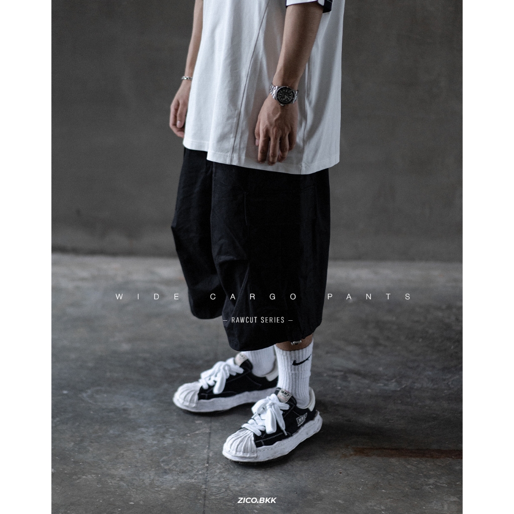ZICO.BKK Wide Cargo Pants – RAWCUT SERIES | Shopee Thailand