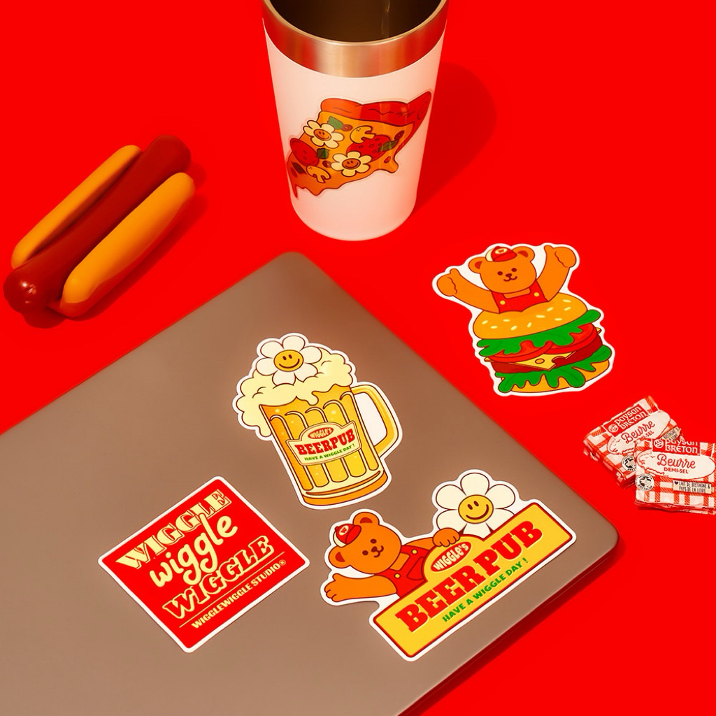 🌼Wiggle Wiggle Point Sticker🌼 สุ่มสติ๊กเกอร์ติดกระเป๋าเดินทาง notebook ...