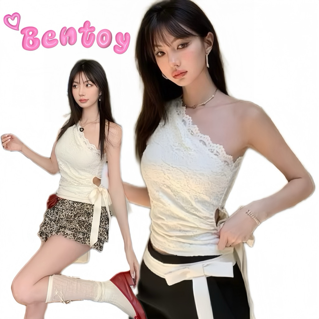 Bentoy(Q1032)เสื้อแขนเดียวผ้าลูกไม้สุดเซ็กซี่ รัดรูปเอวลอยช่องเล็กๆ ...