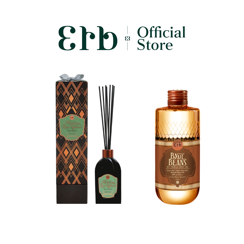 [เซ็ตสุดคุ้ม] ERB Scent & Skin Set - Sea Bliss Reed Diffuser 100ml. + By All Beans Body Oil ...