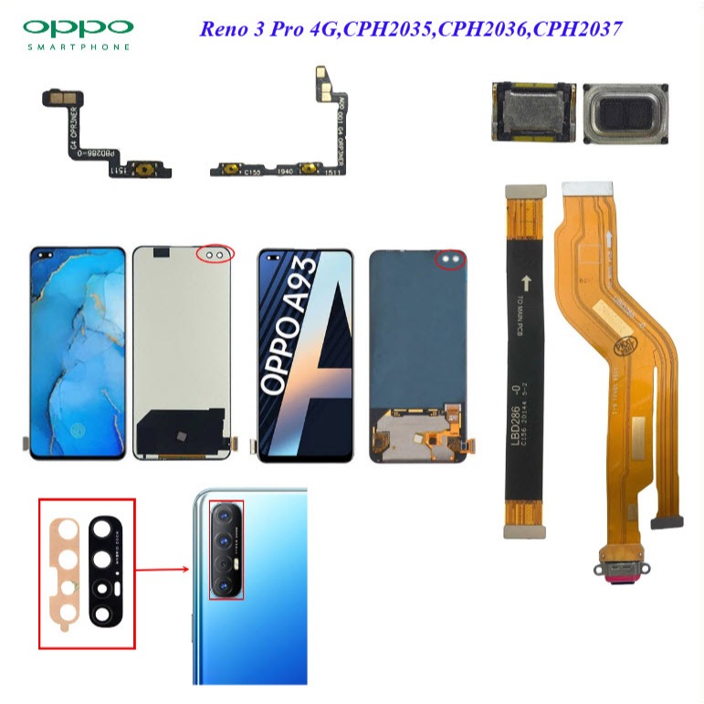 อะไหล่มือถือ Oppo Reno 3 Pro 4G,CPH2035,CPH2036,CPH2037/สายแพร/กระจก ...