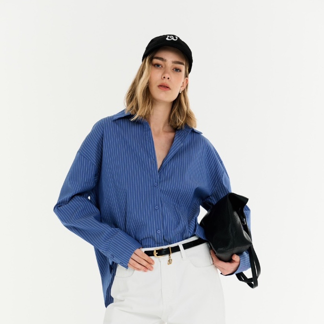 Withit Signature Striped Shirt เสื้อเชิ้ตลายทางโอเวอร์ไซส์ - TPW07556 ...