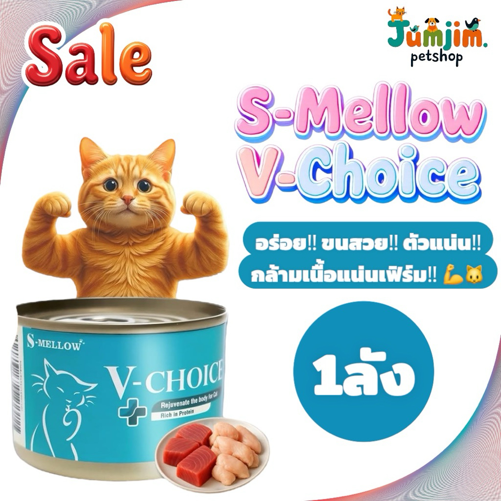 1ลัง S Mellow V-Choice 160กรัมx24กระป๋อง อาหารแมวกระป๋อง ใหม่ล่าสุด‼💥 ...
