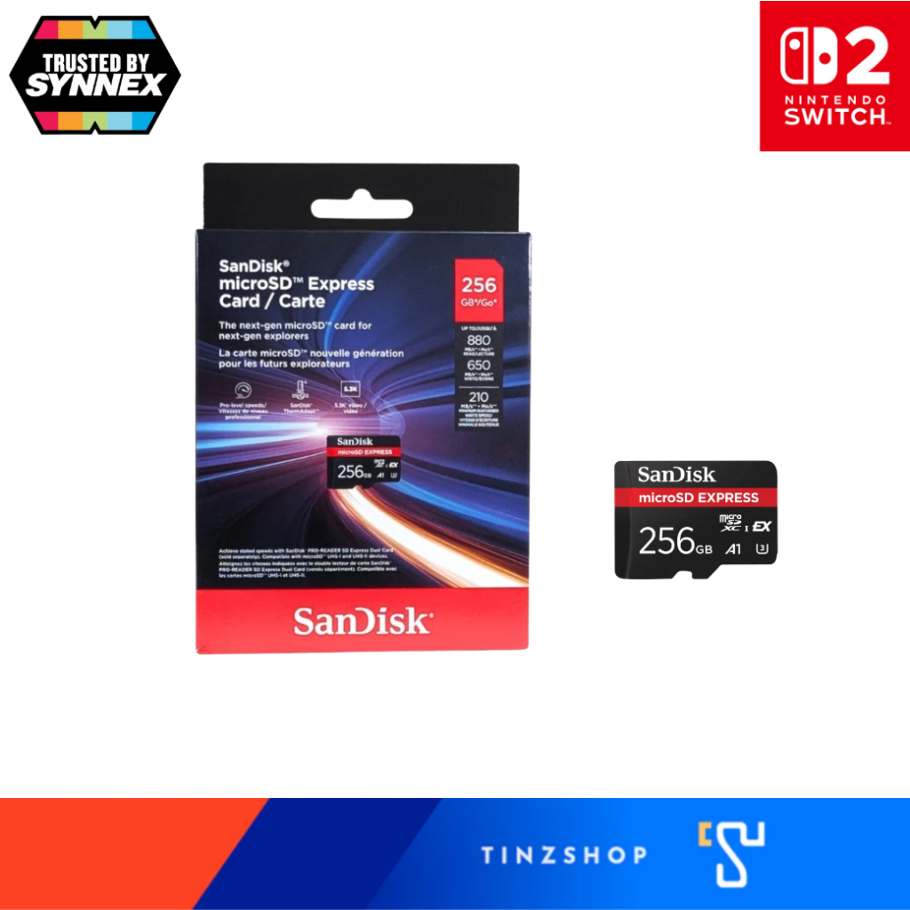 [Switch2 กล่องสีดำ] Tinzshop Nintendo Switch 2 SanDisk Express 256GB PCIe NVMe Memory Card / SD ...