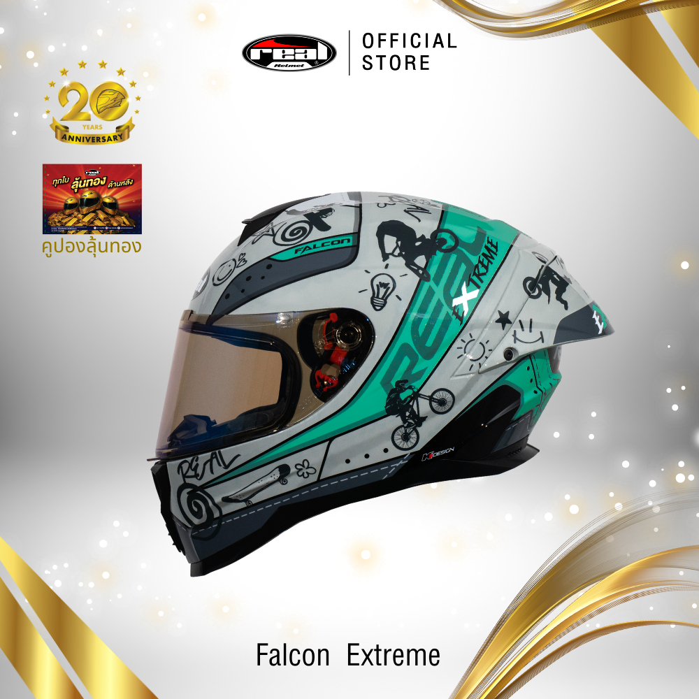 Real Helmets - หมวกกันน็อคเต็มใบ หมวกกันน็อค Falcon Extreme | Shopee ...