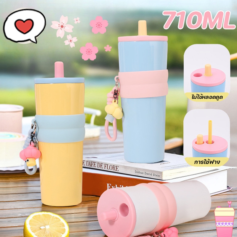 ฟางถ้วยเก็บความร้อน จุขนาดใหญ่ 316 สแตนเลส พร้อมหลอด Americano Cup แก้วกาแฟ ถ้วยน้ำความ 710ML ...