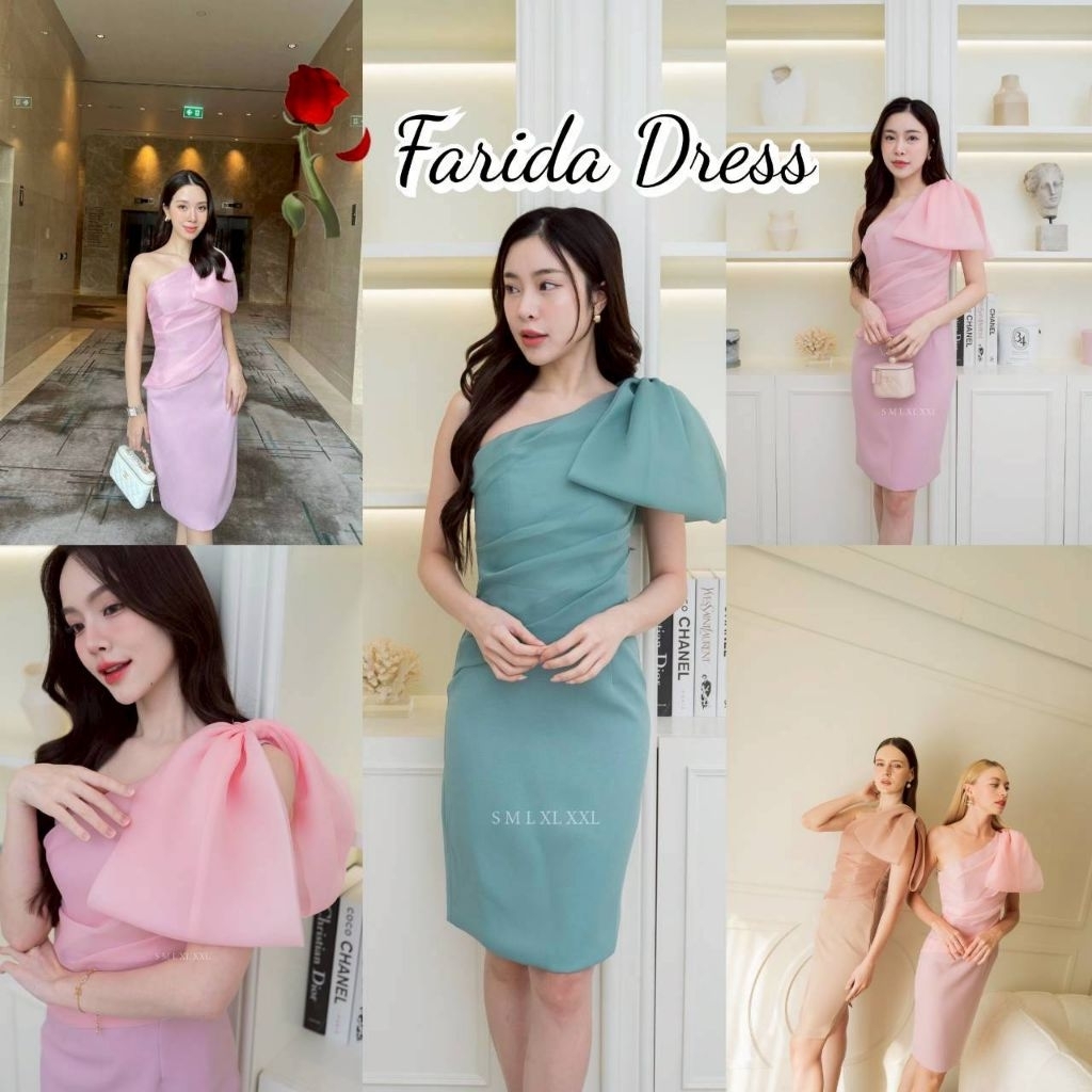 ชุดออกงาน ชุดเดรส ชุดราตรี TP047 เกรดพรีเมี่ยม เดรสสั้น ไหล่เบี่ยงผ้าแก้ว งานแต่งงาน Woman Dress ...