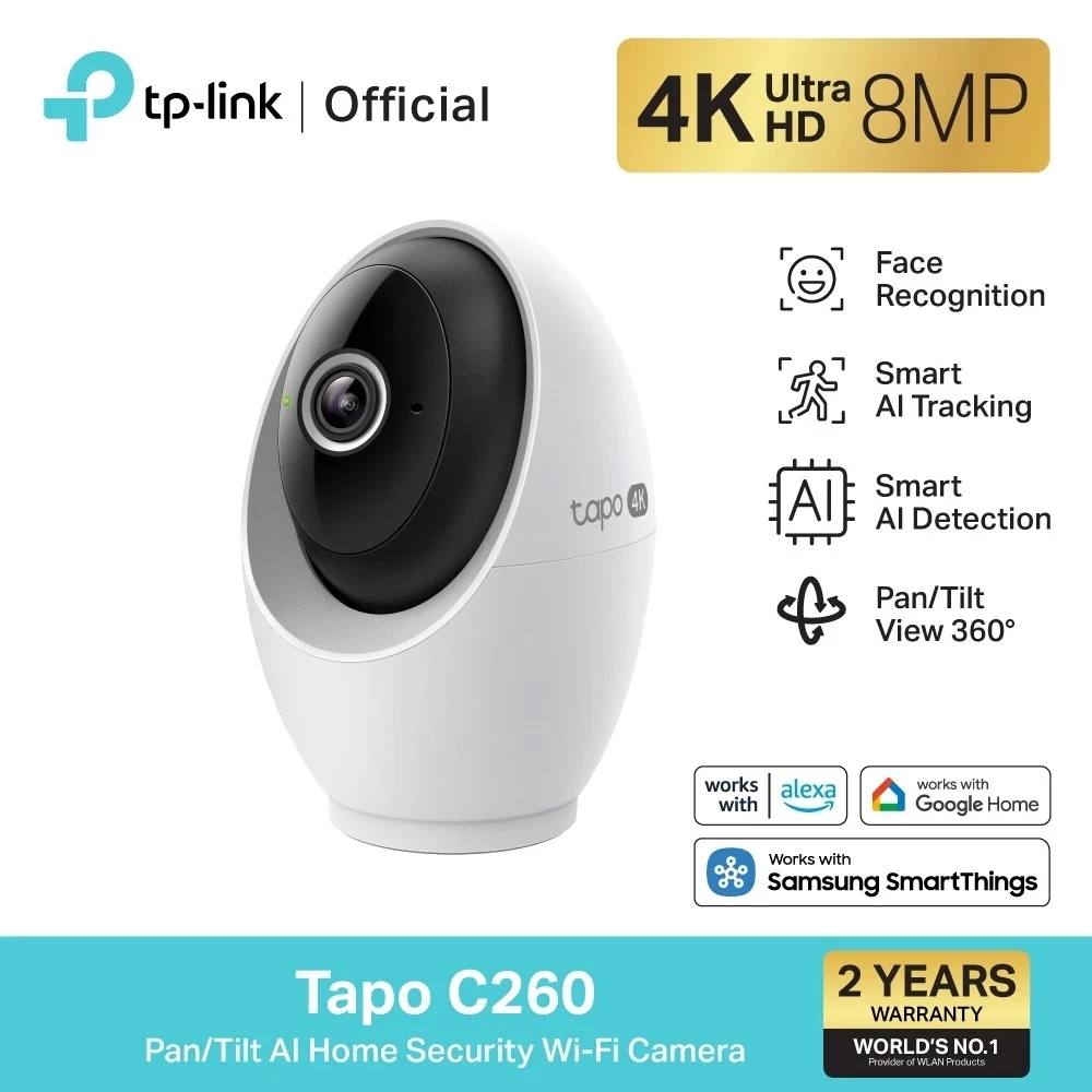 Tapo C260 4K 8MP สินค้าขายดี Pan/Tilt AI Home Security Wi-Fi Camera | Shopee Thailand