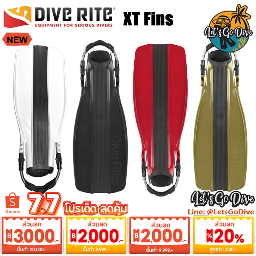 DIVE RITE - XT Fins สีขาว สีใหม่ - ตีนกบ - open heel fins | Shopee Thailand