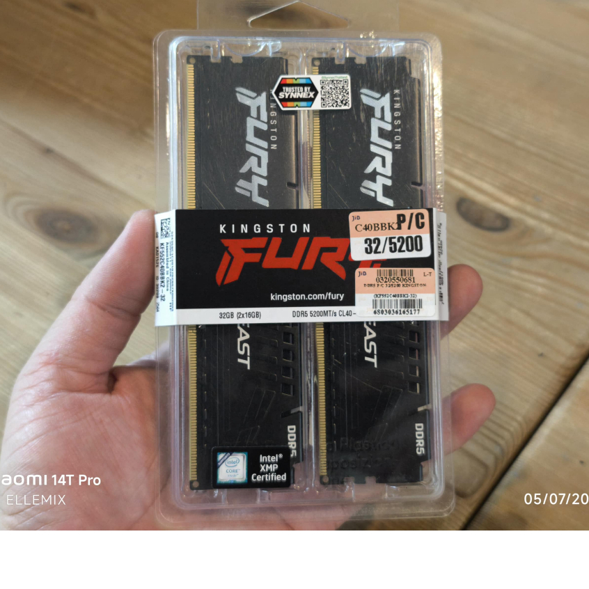 RAM DDR5(5200) 32GB (16GBX2) KINGSTON FURY BEAST (BLACK) NO RGB แรมมือ ...
