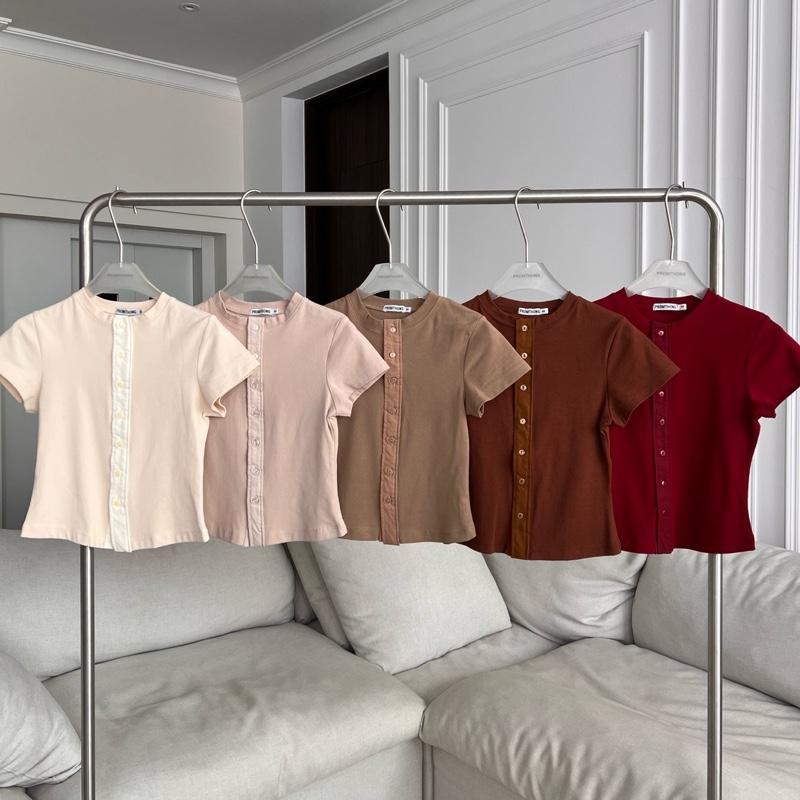 PTเสื้อยืดแต่งกระดุมหน้า PROMTHONG (กระดุมใช้งานได้จริง) | Shopee Thailand