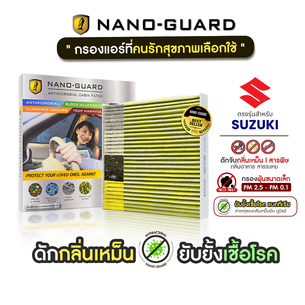 Nano-Guard กรองแอร์ SUZUKI (ฆ่าเชื้อโรค + ดูดกลิ่นเหม็น + ดักสารก่อ ...