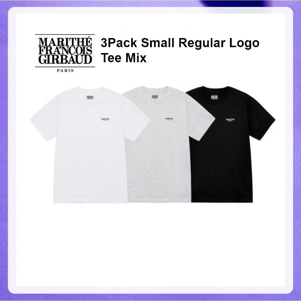 Marithe Francois Girbaud 3Pack Small Regular Logo Tee Mix (Black, Light Heather, White) | Shopee ...