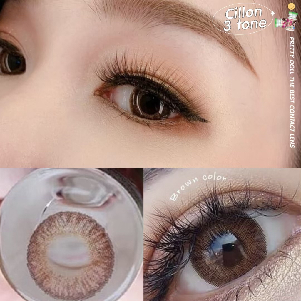 (COD)คอนแทคเลนส์ Contactlens Cillon 3 tone Prettydoll สายตา+ปกติถึง - 6 ...