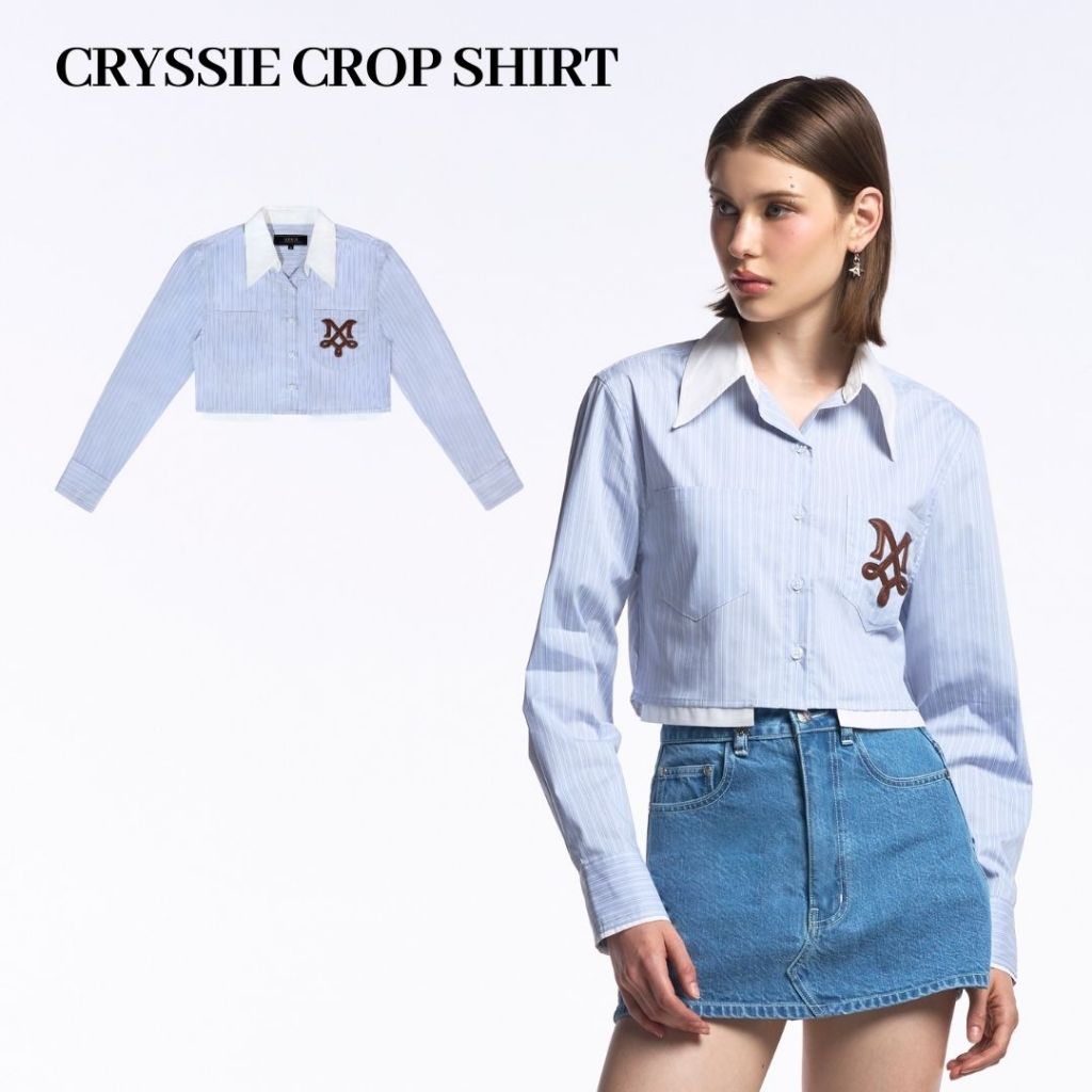 Merge Official - Cryssie Crop Shirt (จัดส่ง 23 Aug) | Shopee Thailand
