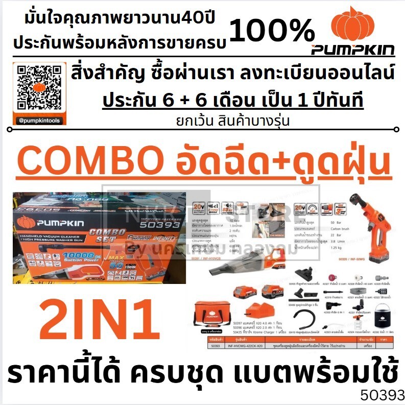 COMBO 50393 ชุดคู่หูสุด HOT ปืนอัดฉีด ดูดฝุ่น INF-HVCWG-422CK-X20 ...