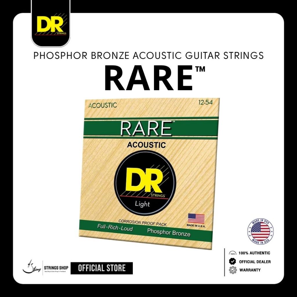 Dr Strings สายกีตาร์โปร่ง Rare™ - Phosphor Bronze Acoustic Guitar ...