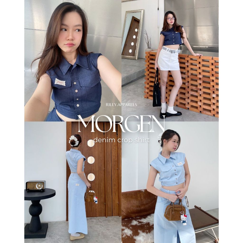 Riley.apparels - Morgen denim crop shirt 9134 (ได้เฉพาะเสื้อ) | Shopee ...