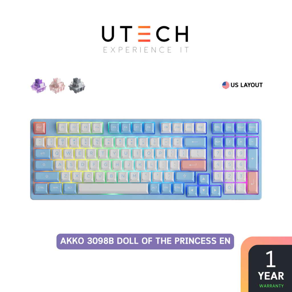 คีย์บอร์ด Akko 3098B Doll of Princess RGB Hotswap 98% Wireless 2.4G ...