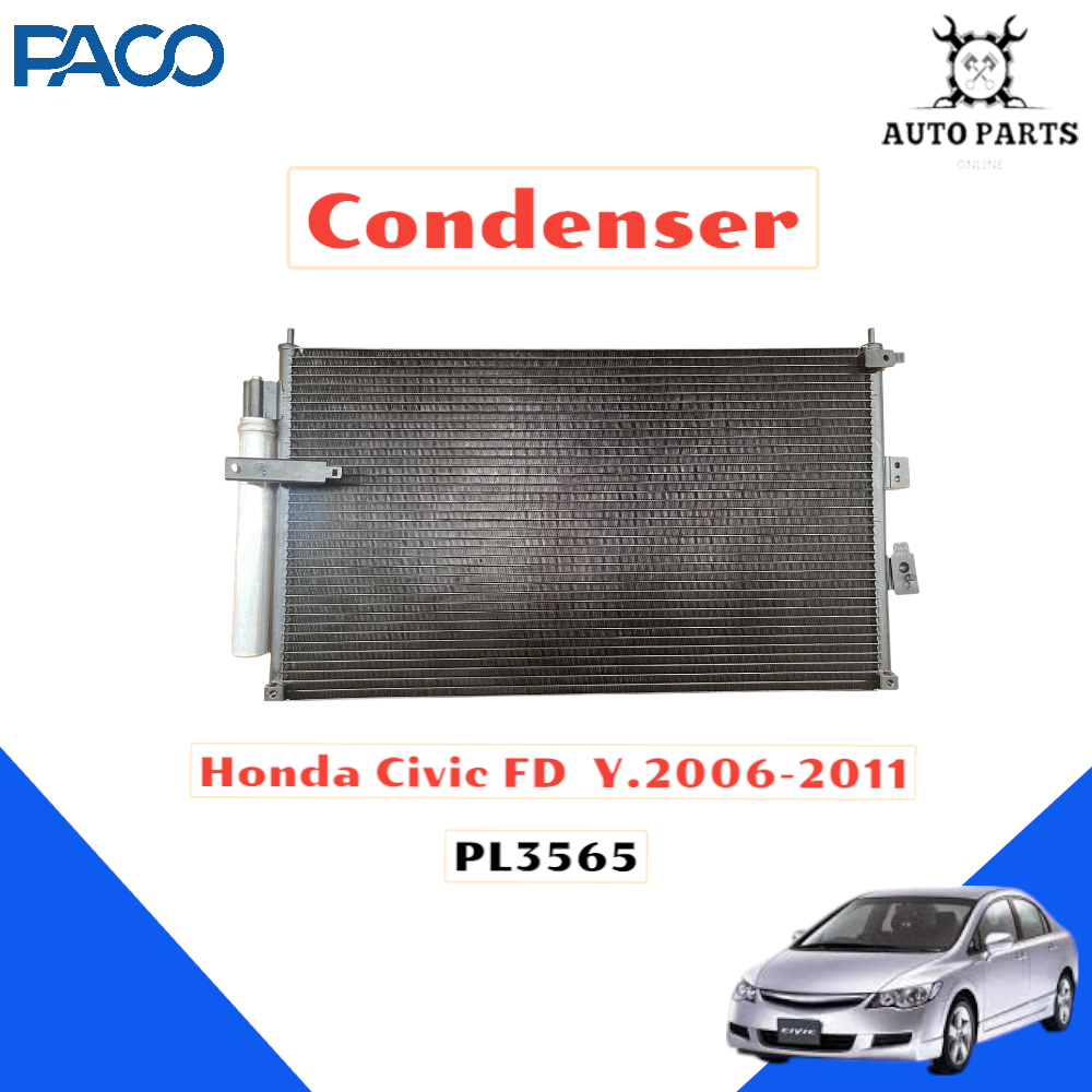 แผงแอร์ คอยล์ร้อน Honda Civic FD Y.2006-2011 (PL3565/RD) แบรนด์PACO ...