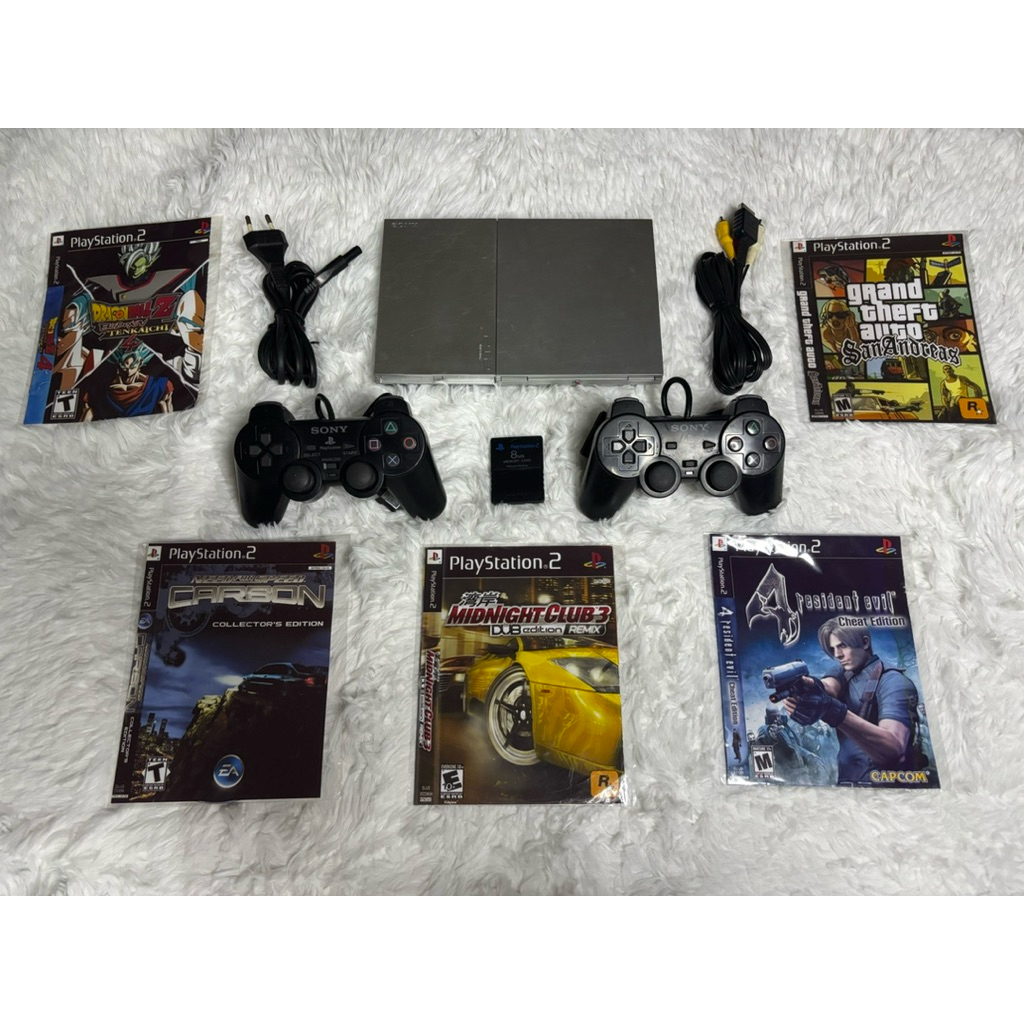 PS2 slim limited สีเงิน มือสอง รุ่น 90006 พร้อมจอย+แผ่นเกม+สายครบ[พร้อมเล่น] | Shopee Thailand