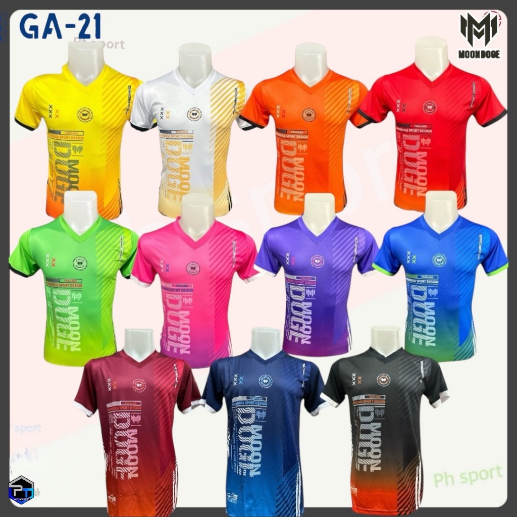 เสื้อกีฬาคอวีพิมม์ลาย moondoge GA-21 แห้งง่าย ใส่สบาย | Shopee Thailand
