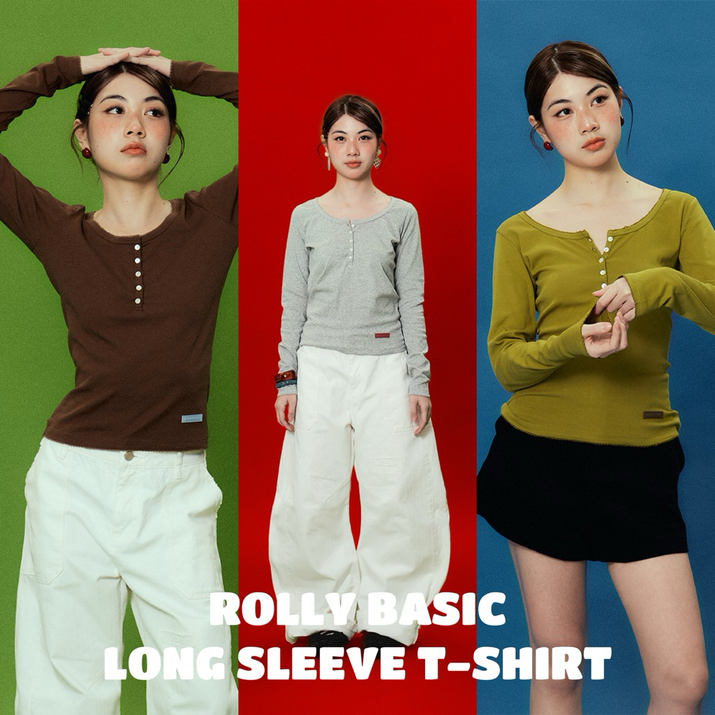 เสื้อแขนยาวเข้ารูปทรงสวย ROLLY LONG SLEEVE T-SHIRT | Shopee Thailand