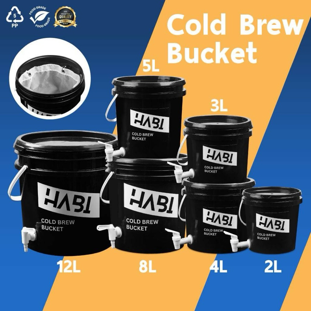 Cold Brew Bucket 4 L. ถังทำกาแฟสกัดเย็นพร้อมผ้ากรอง พลาสติก Food Grade ...