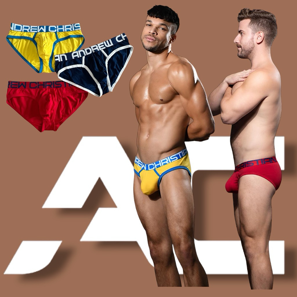 Andrew Chris Bulge C-Ring Brief (มือ1 S,M,L,XL,XXL) กางเกงใน ผู้ชาย ผ้า Cotton มีห่วงด้านใน ...