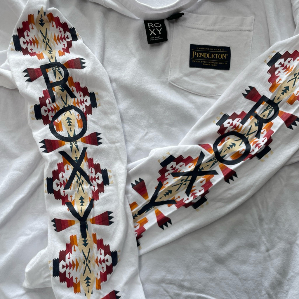 เสื้อยืดมือสองแขนยาววินเทจ Roxy x Pendleton | Shopee Thailand